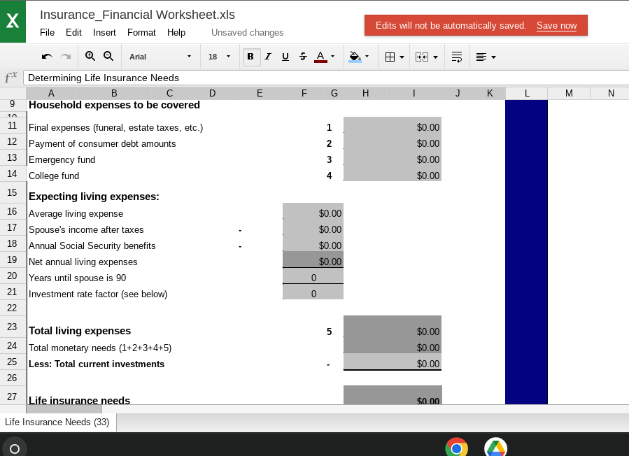 Insurance_Financial Worksheet.xls File Edit Insert | Chegg.com