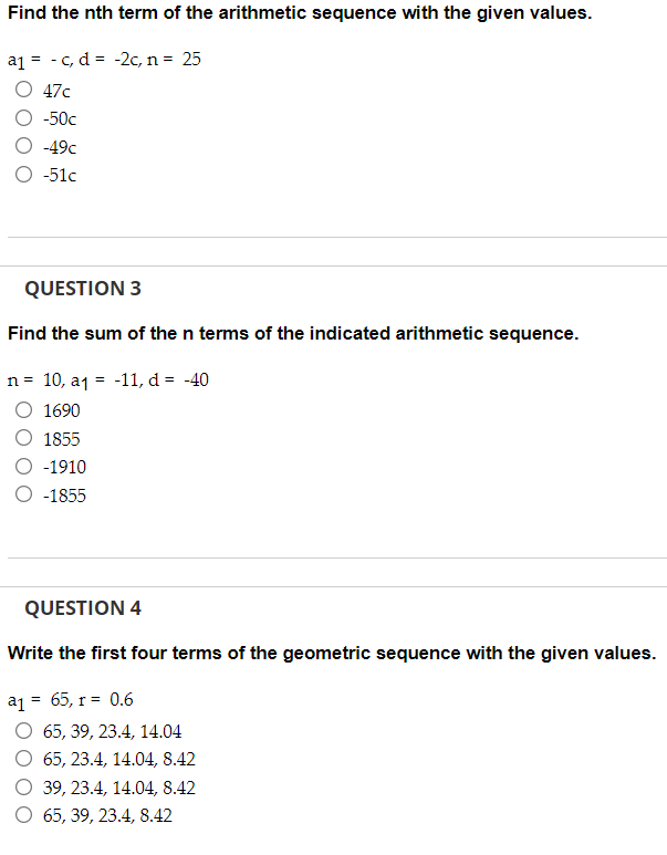 Solved Find the nth term of the arithmetic sequence with the | Chegg.com