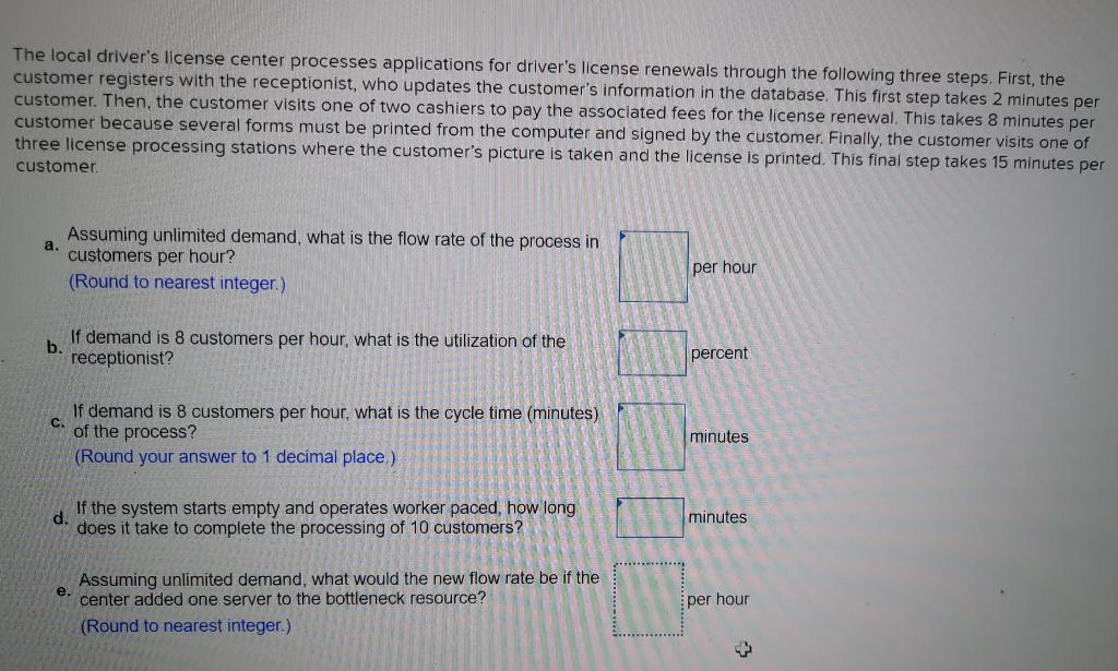 Solved The local driver's license center processes | Chegg.com