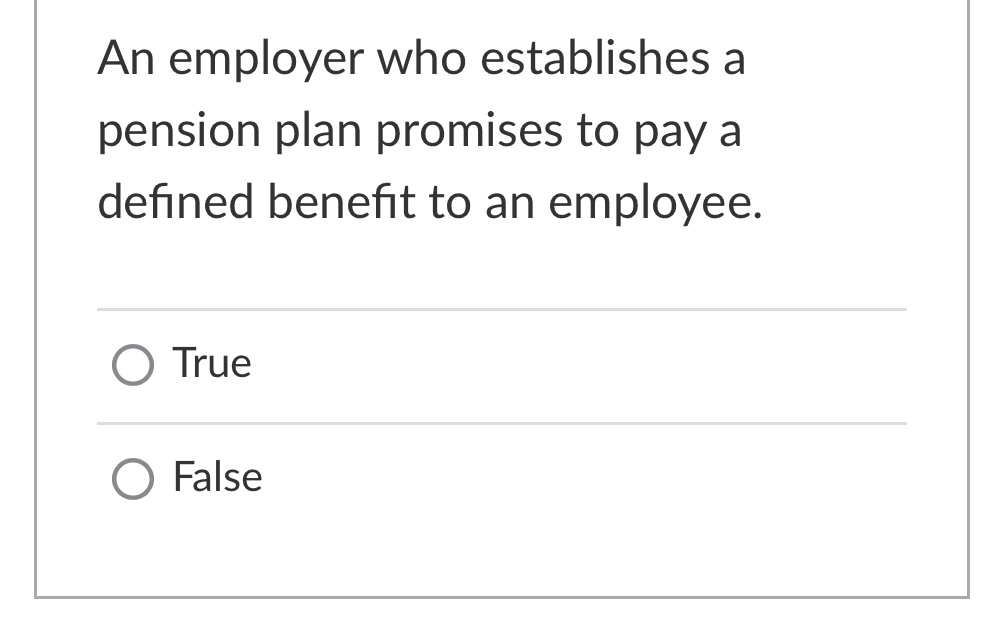 Solved An employer who establishes a pension plan promises | Chegg.com