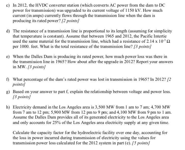 2) Electric grid [25 points]: The Pacific Intertie is | Chegg.com
