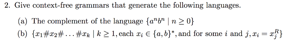 Solved 2. Give context-free grammars that generate the | Chegg.com