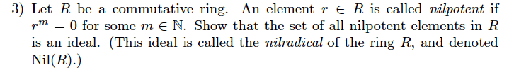 Solved 3) Let R be a commutative ring. An element r e R is | Chegg.com
