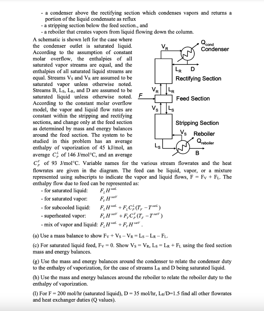 Solved = + 3.3 A common model in distillation column | Chegg.com