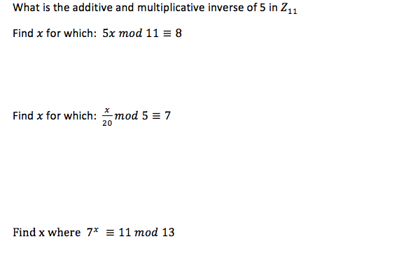 Solved What is the additive and multiplicative inverse of 5 | Chegg.com