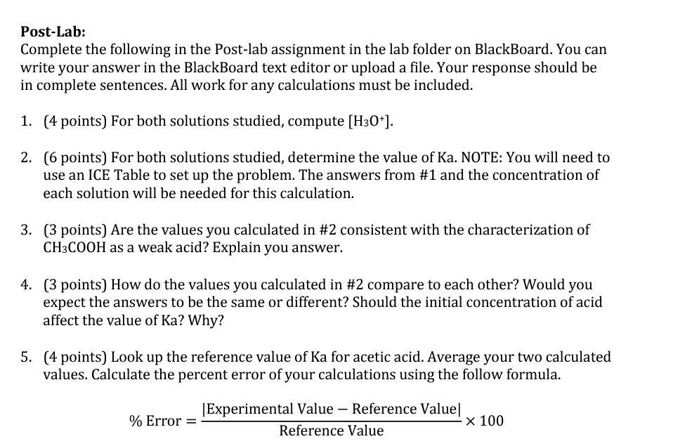 Solved Post-Lab: Complete the following in the Post-lab | Chegg.com