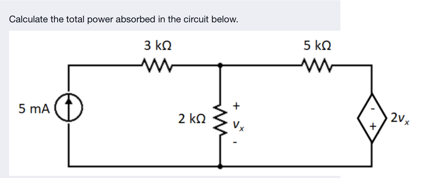Solved Calculate the total power absorbed in the circuit | Chegg.com