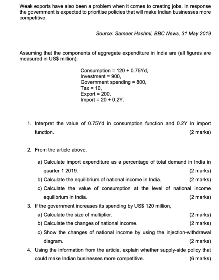 Solved SECTION B - Data response questions (Total: 20 marks) | Chegg.com