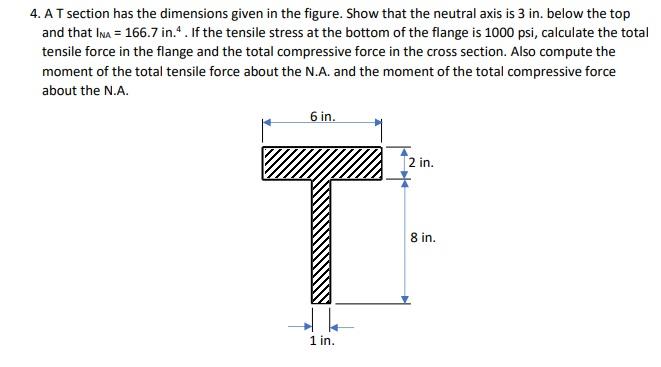 Solved 4. A T section has the dimensions given in the | Chegg.com