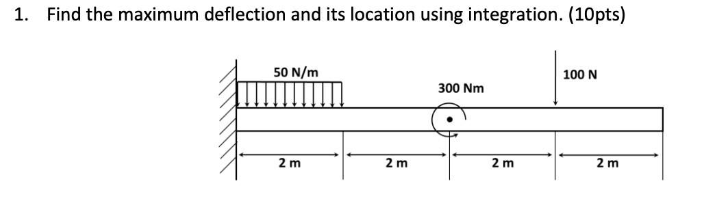 Solved 1. Find the maximum deflection and its location using | Chegg.com