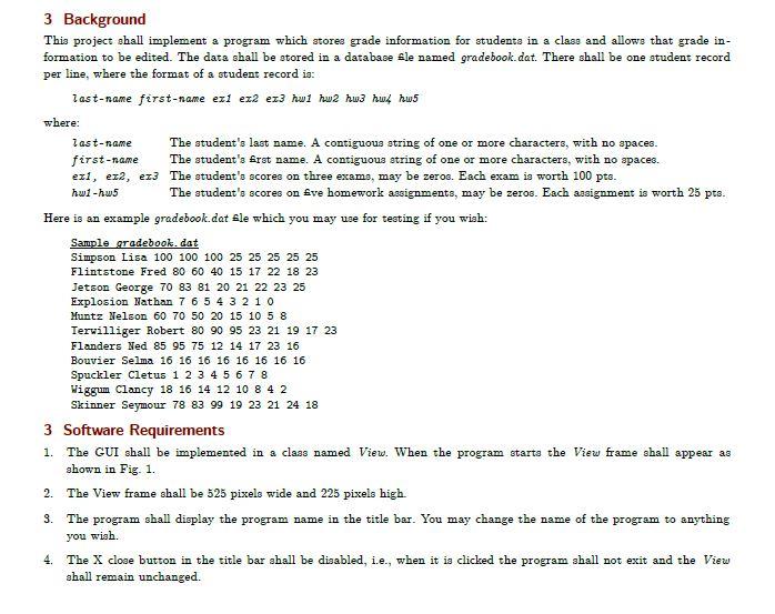 3 Background This project shall implement a program | Chegg.com