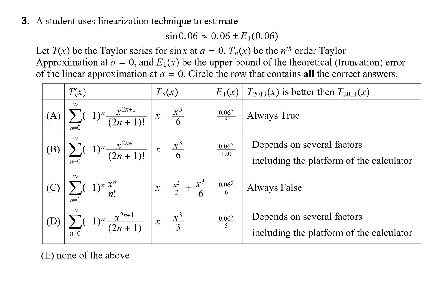 Solved 3. A student uses linearization technique to estimate | Chegg.com