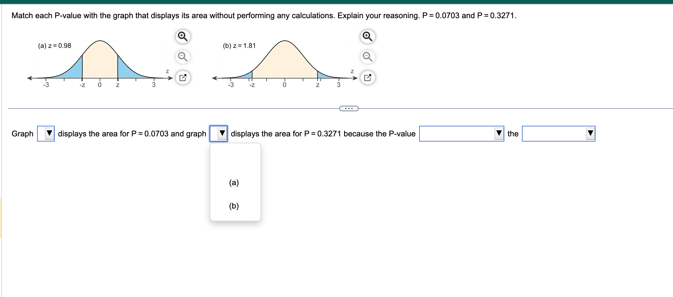 Solved Match each P-value with the graph that displays its | Chegg.com