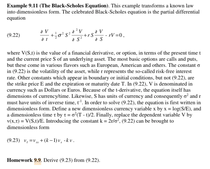 Example 9.11 (The Black-Scholes Equation). This | Chegg.com