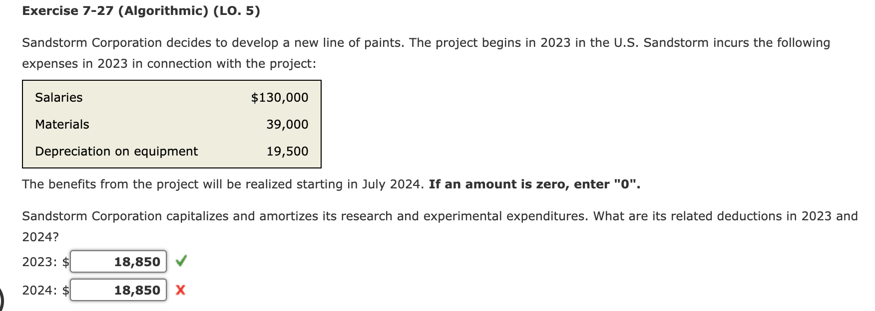 Solved Exercise 7-27 (Algorithmic) (L0. 5) Sandstorm | Chegg.com