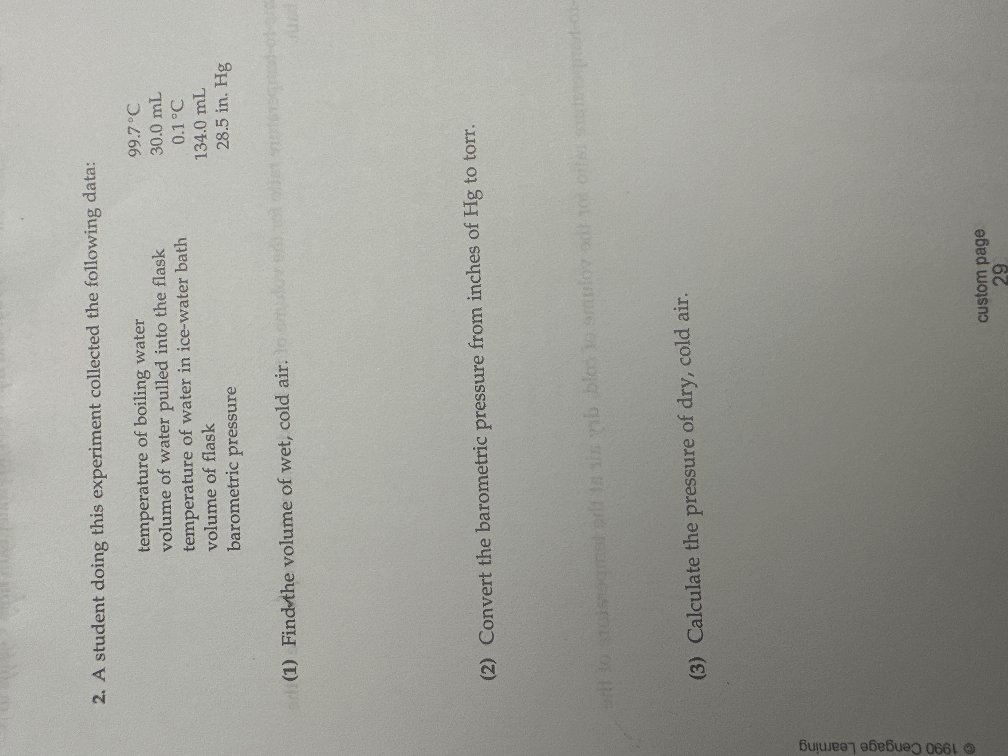 Solved 2. A student doing this experiment collected the | Chegg.com