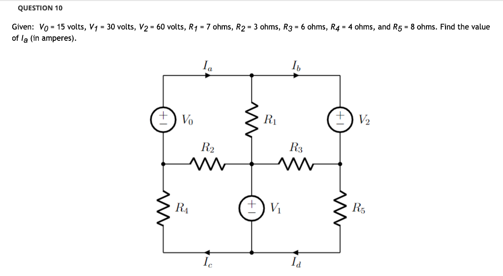 Solved Given: V0=23 volts, R1=5 ohms, R2=3 ohms, R3=8 ohms, | Chegg.com