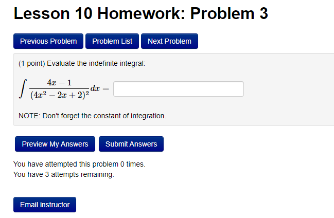 Solved Lesson 10 Homework Problem 3 Previous Problem 6110