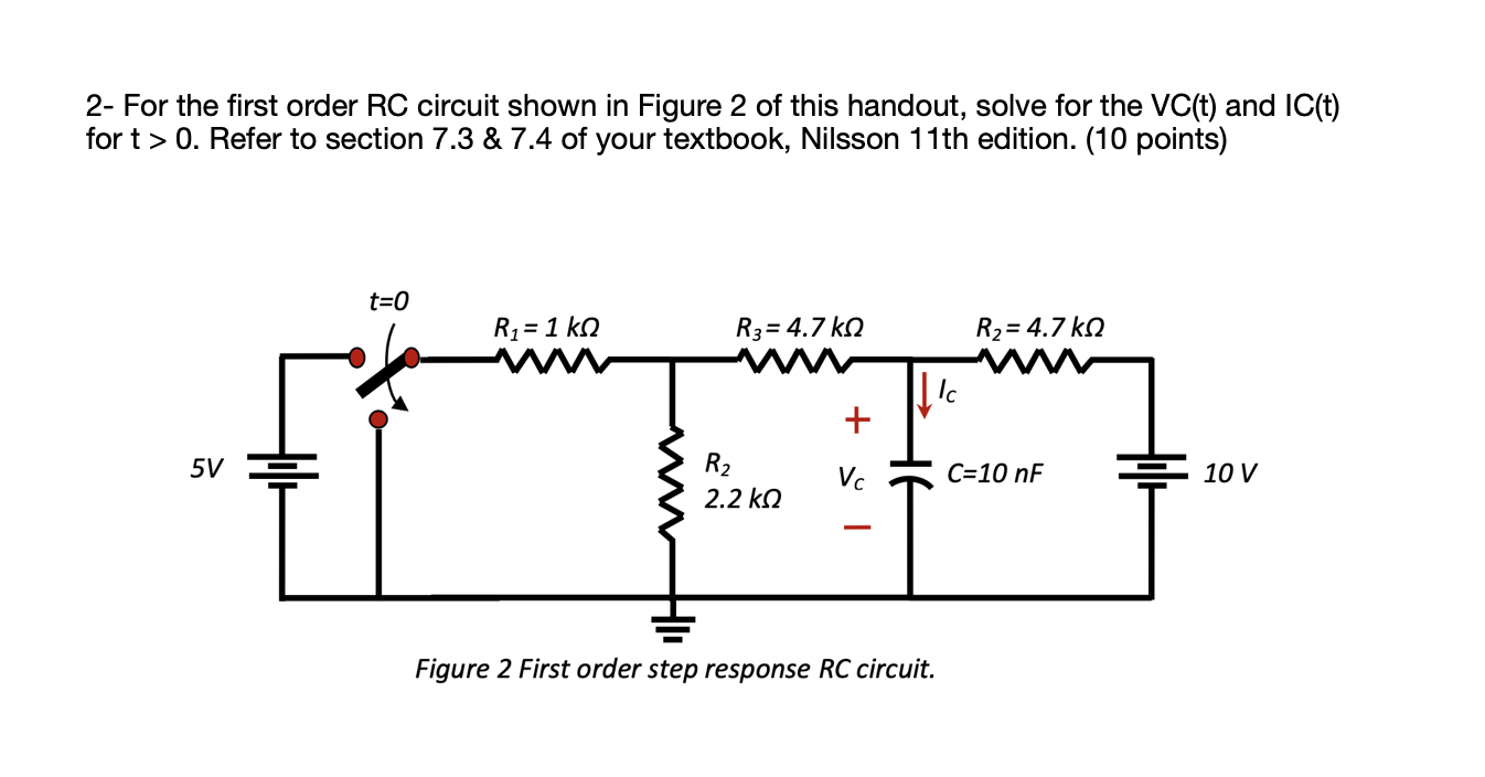 Solved 2 For The First Order Rc Circuit Shown In Figure 2