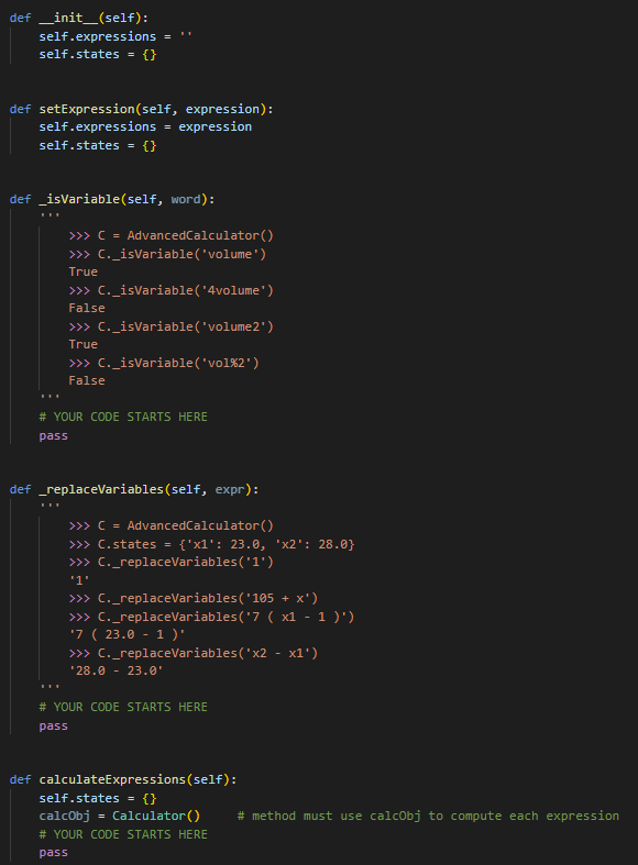 Solved Please solve the advanced calculator class in Python. | Chegg.com