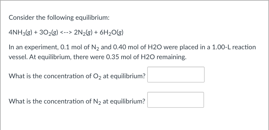 Solved Consider the following equilibrium: 4NH3(g) + 302(8) | Chegg.com
