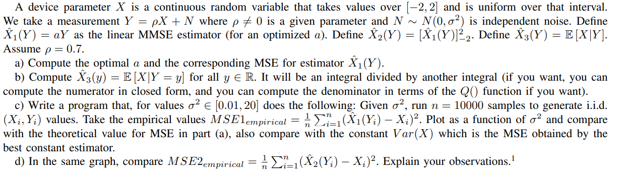 A device parameter X is a continuous random | Chegg.com