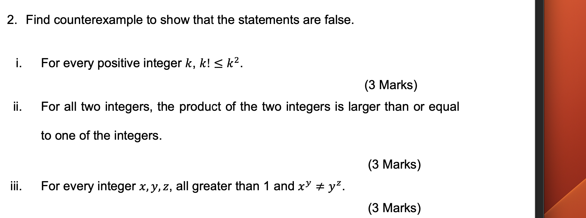 Solved 2. Find counterexample to show that the statements | Chegg.com