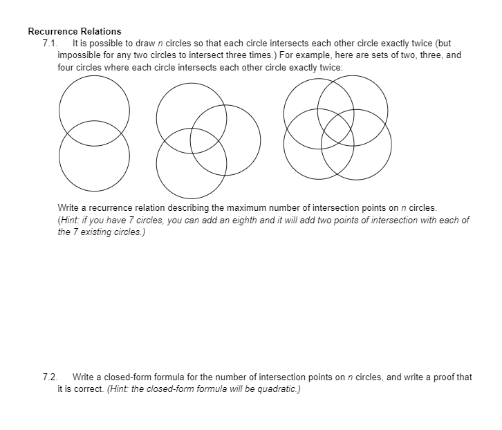 Solved Recurrence Relations7.1. ﻿It is possible to draw n | Chegg.com