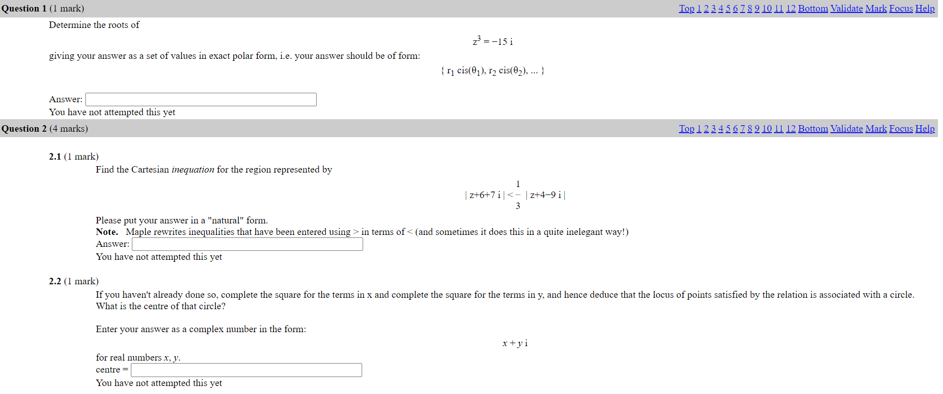 Solved 1 (1 mark) Top 123456 89101112 Bottom Validate Mark | Chegg.com