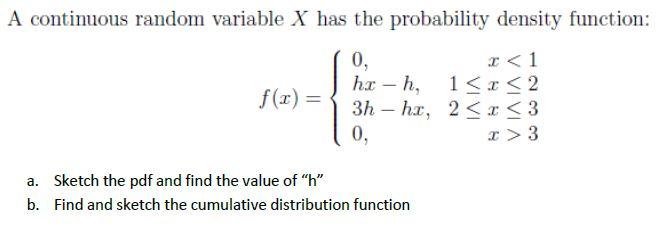 Solved A continuous random variable X has the probability | Chegg.com
