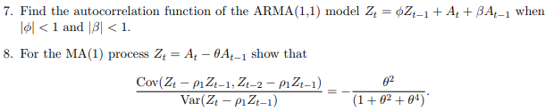 Solved 7. Find the autocorrelation function of the ARMA( | Chegg.com