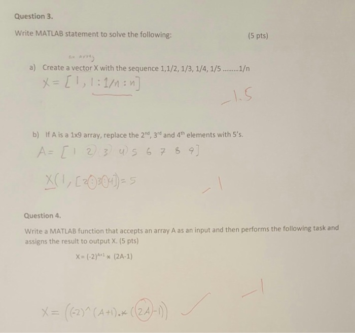 Solved Write Matlab Statement To Solve The Following Create