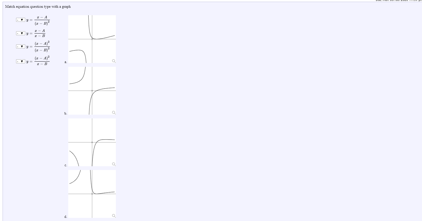 Solved Match equation question type with a graph 2 - y = A | Chegg.com