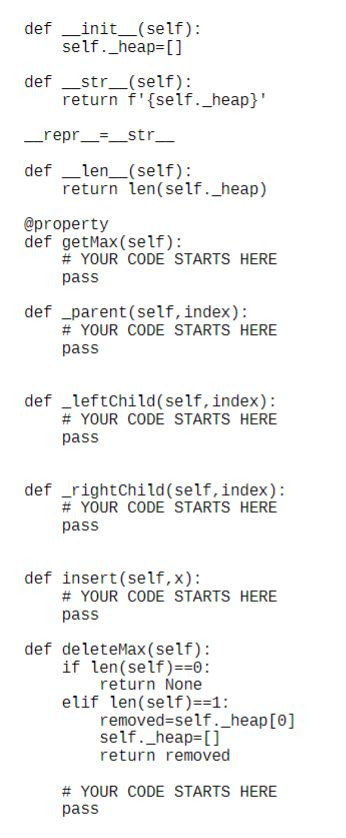 Solved The MaxBinaryHeap class (8 pts) As discussed in the | Chegg.com