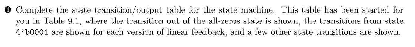 O Complete the state transition/output table for the | Chegg.com