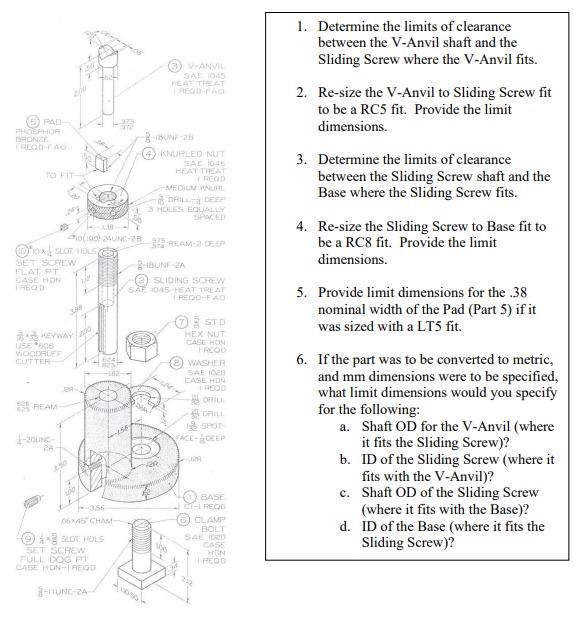 Solved 1. Determine the limits of clearance between the | Chegg.com