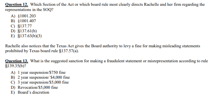 Solved Question 12. Which Section of the Act or which board | Chegg.com
