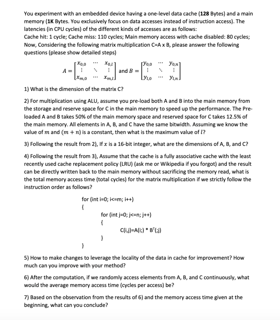 Solved You experiment with an embedded device having a | Chegg.com