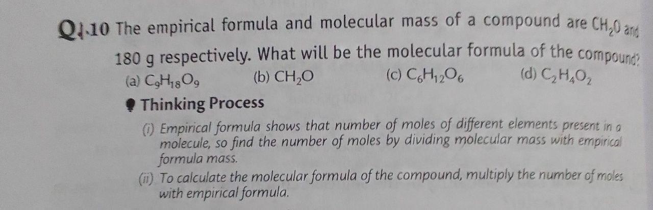 Solved CH₂0 and (d) C₂ H₂O₂ Q.10 The empirical formula and | Chegg.com