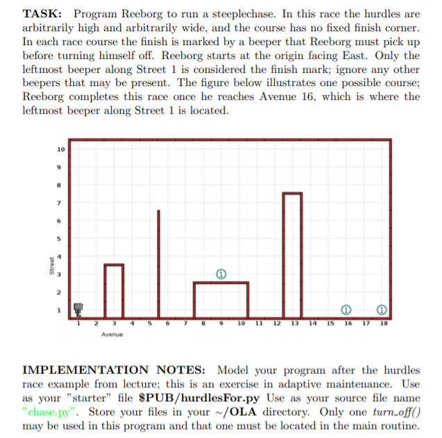 TASK: Program Reeborg to run a steeplechase. In this | Chegg.com