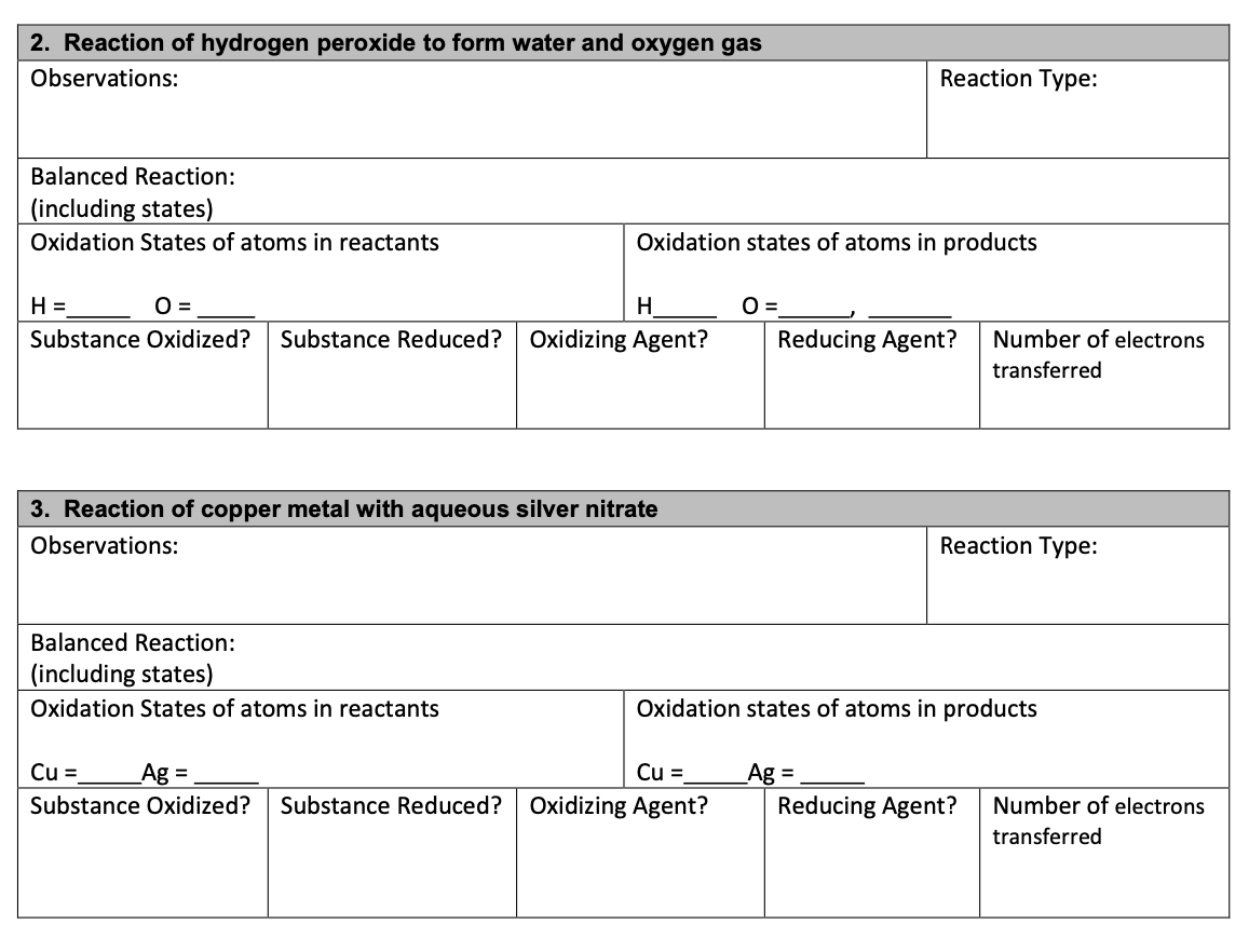 Solved 2. Reaction of hydrogen peroxide to form water and | Chegg.com