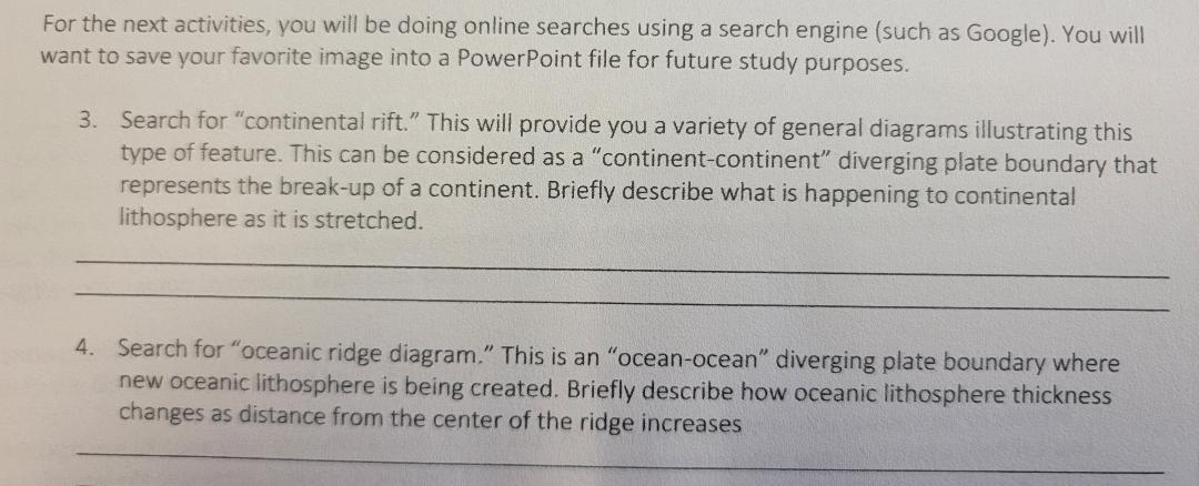 Solved For the next activities, you will be doing online | Chegg.com