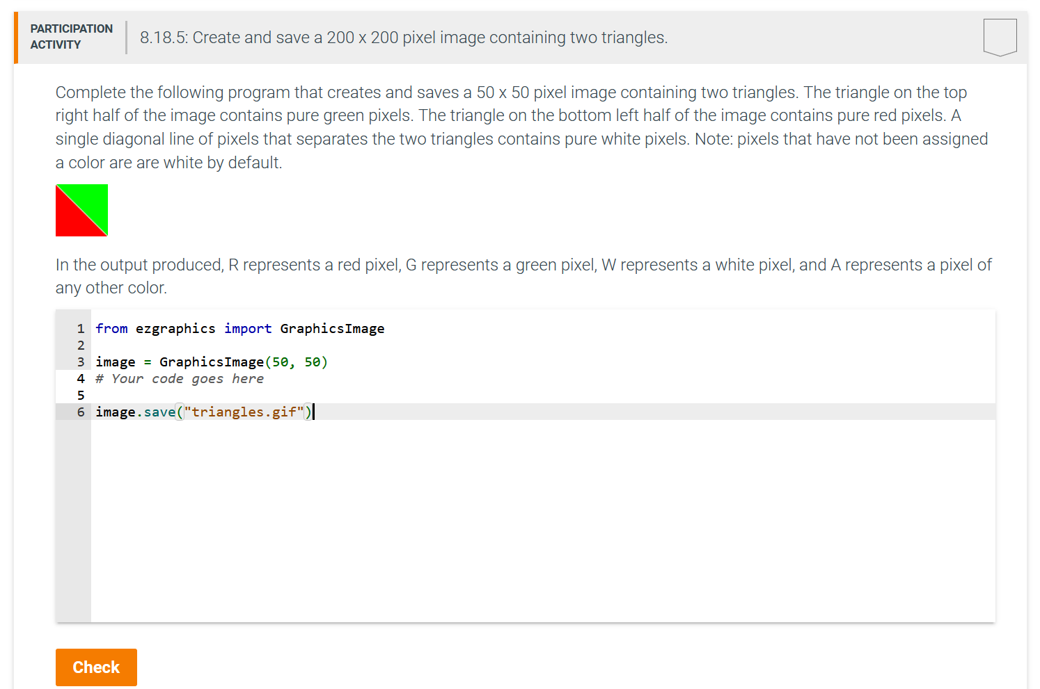 Solved 8.18.5: Create and save a 200×200 ﻿pixel image | Chegg.com