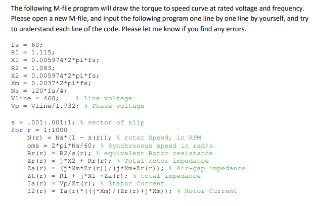 The following M-file program will draw the torque to | Chegg.com