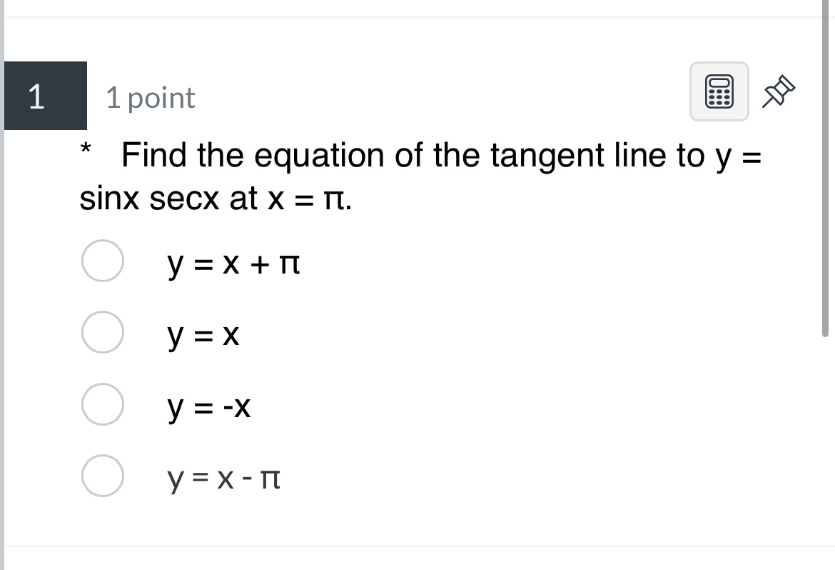 Solved 1 point * Find the equation of the tangent line to y= | Chegg.com
