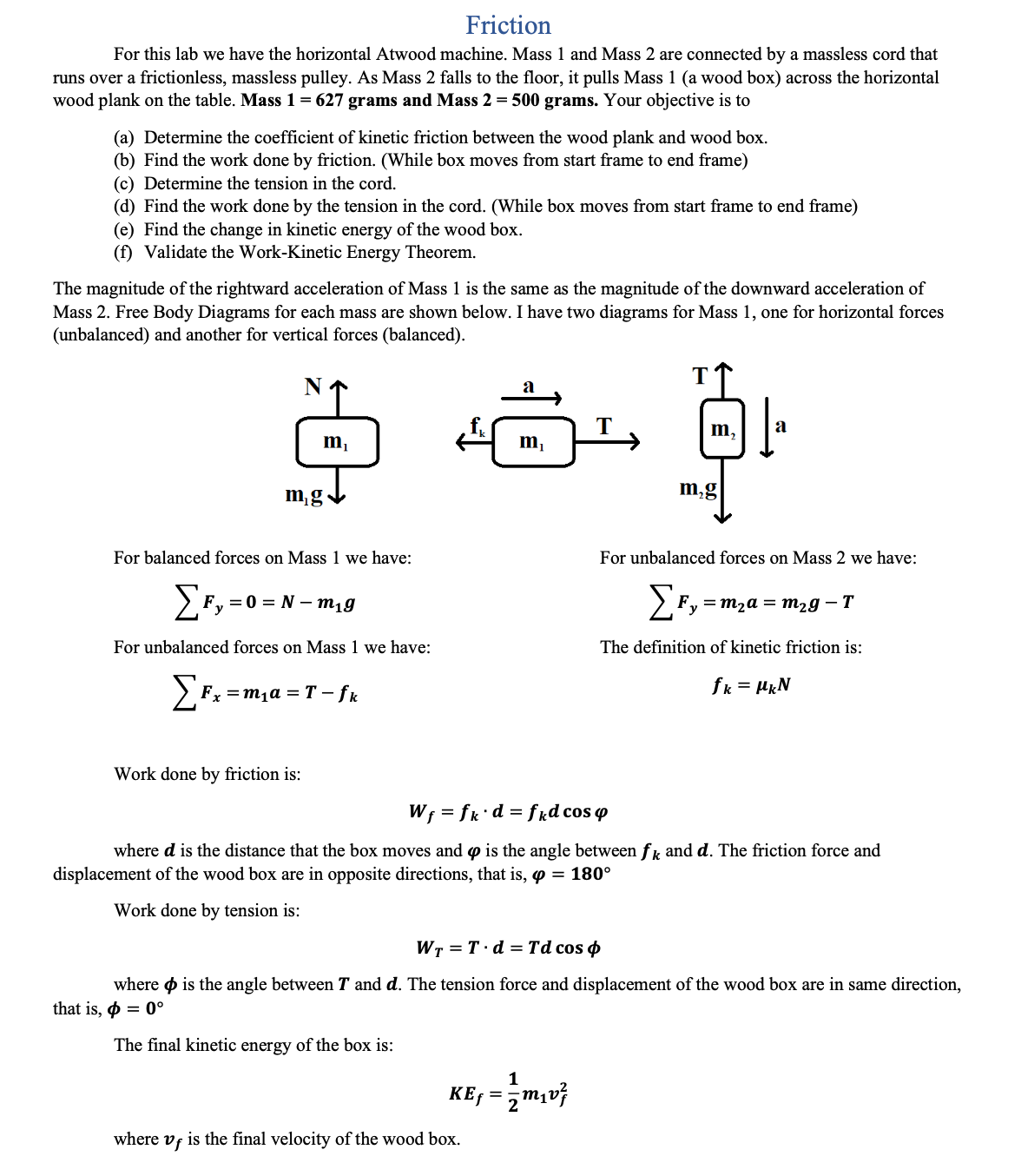 For this lab we have the horizontal Atwood machine. | Chegg.com