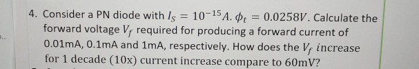 1. Using the piecewise linear l-V approximation, find | Chegg.com