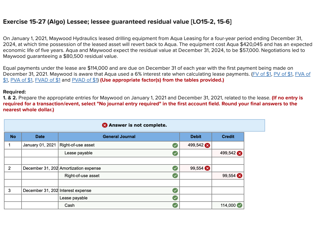 Solved Exercise 15-27 (Algo) Lessee; lessee guaranteed | Chegg.com