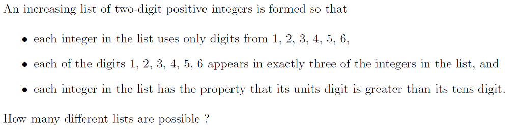Solved An increasing list of two-digit positive integers is | Chegg.com