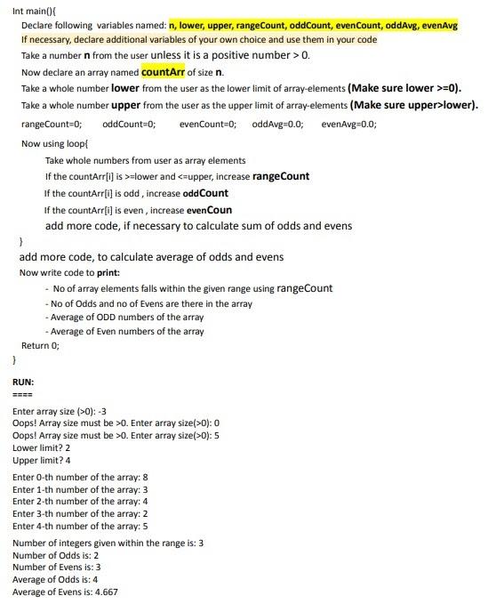 Solved Int main(( Declare following variables named: n, | Chegg.com